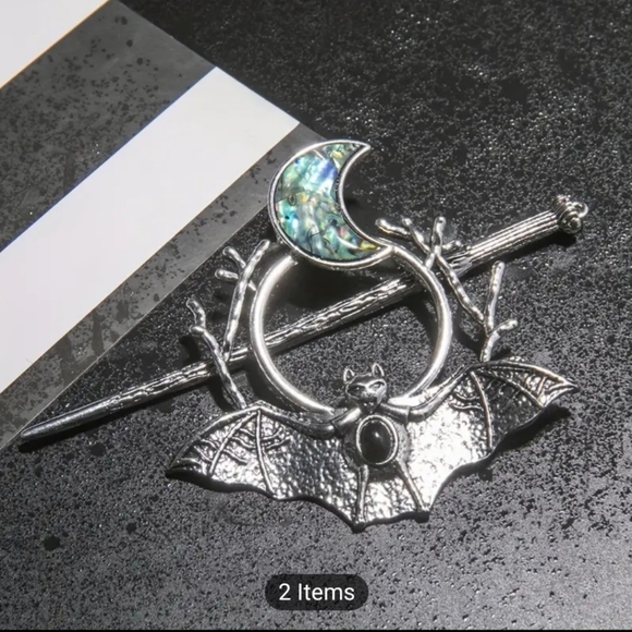 Accessories | Gothic Witch Bat Moon Sword Hair Pin | Poshmark